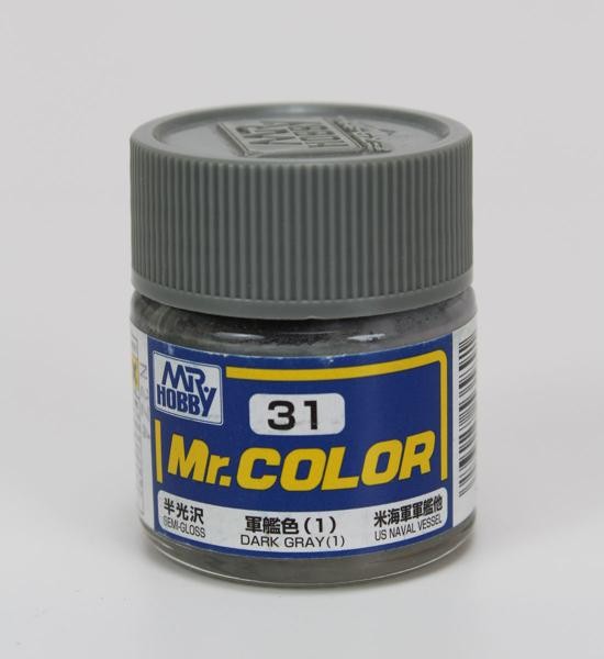 GUNZE 郡是 Mr. COLOR 半光澤軍艦灰1號 DARK GRAY(1) 10ml 模型專用漆 NO.C-31,C31